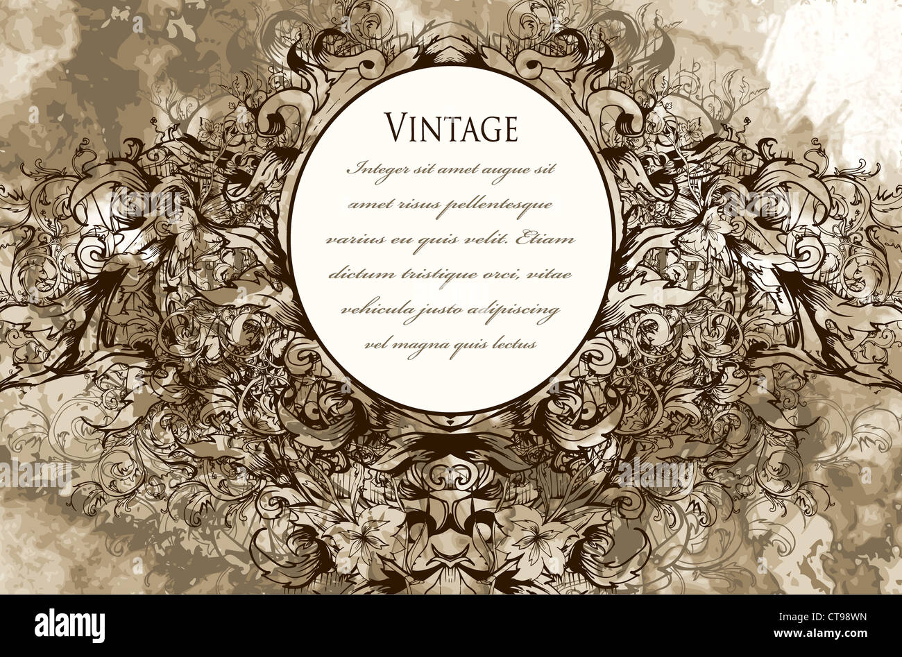 vintage floral frame vector illustration Stock Photo - Alamy