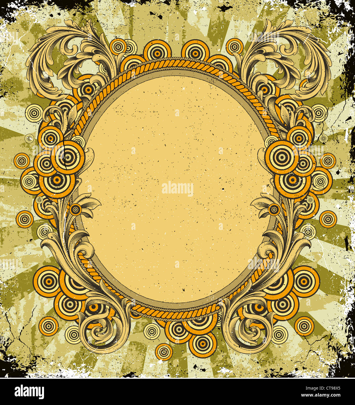 vintage floral frame vector illustration Stock Photo - Alamy