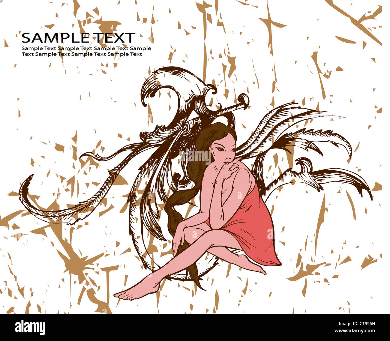 beautiful lady with floral background Stock Photo - Alamy