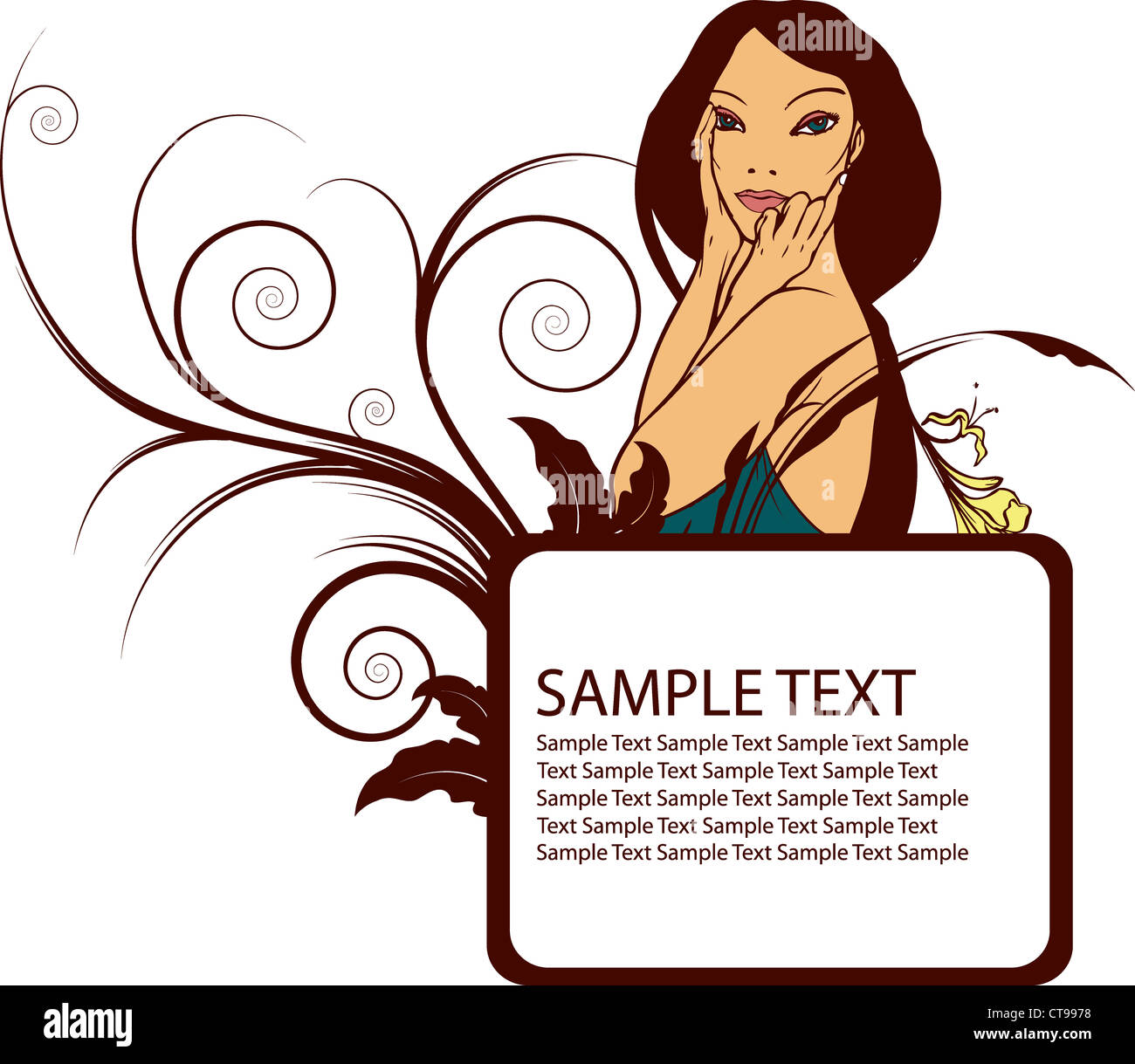 beautiful lady with floral background Stock Photo - Alamy