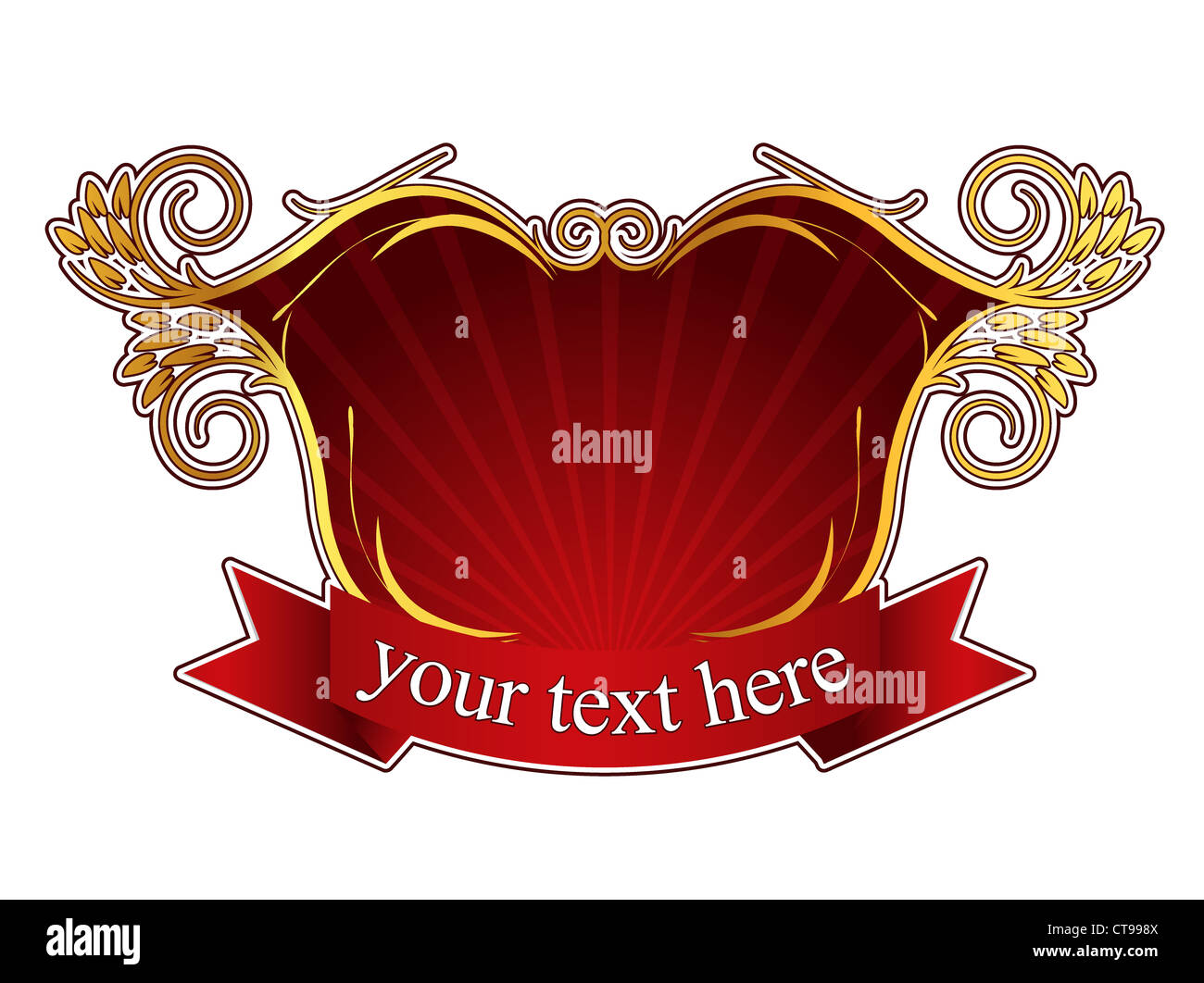 vintage illustration of a sticker with scroll Stock Photo - Alamy