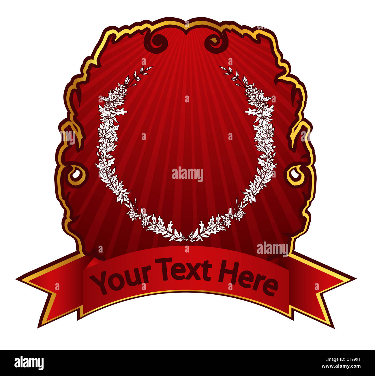 vintage illustration of a sticker with scroll Stock Photo - Alamy