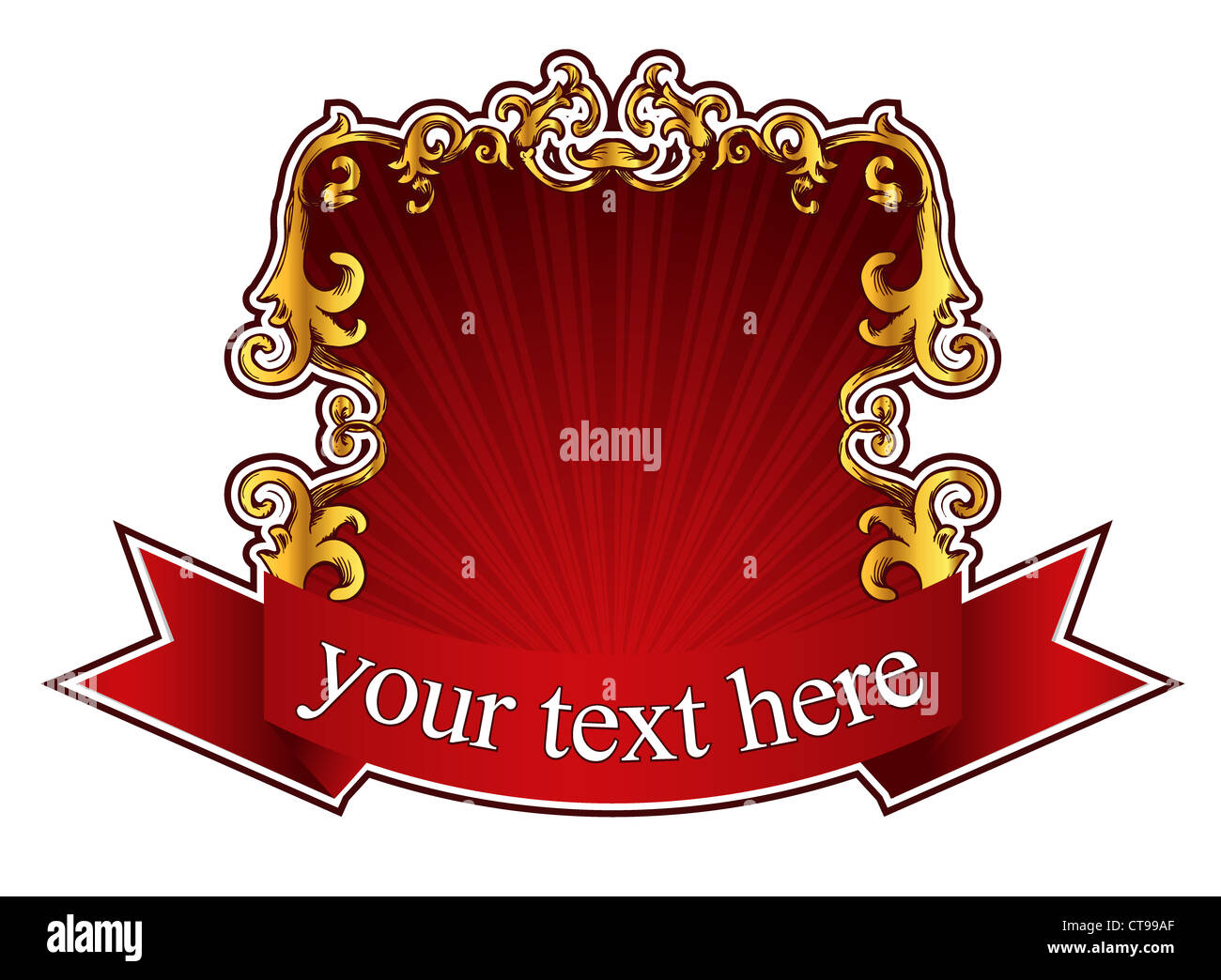 vintage illustration of a sticker with scroll Stock Photo - Alamy