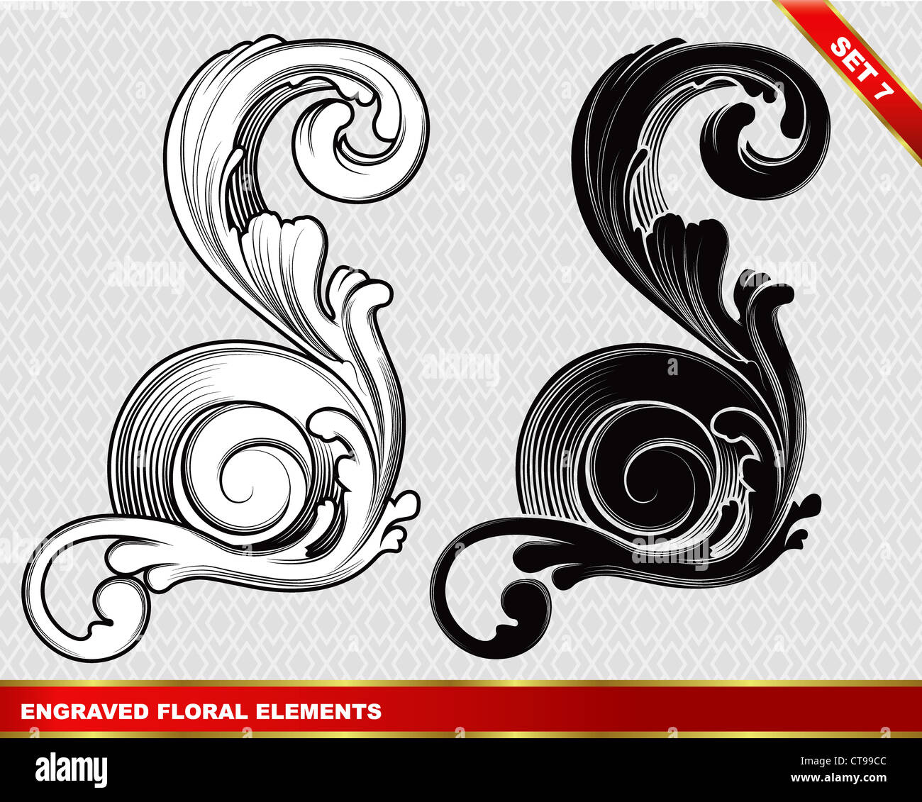 engraved floral element Stock Photo - Alamy