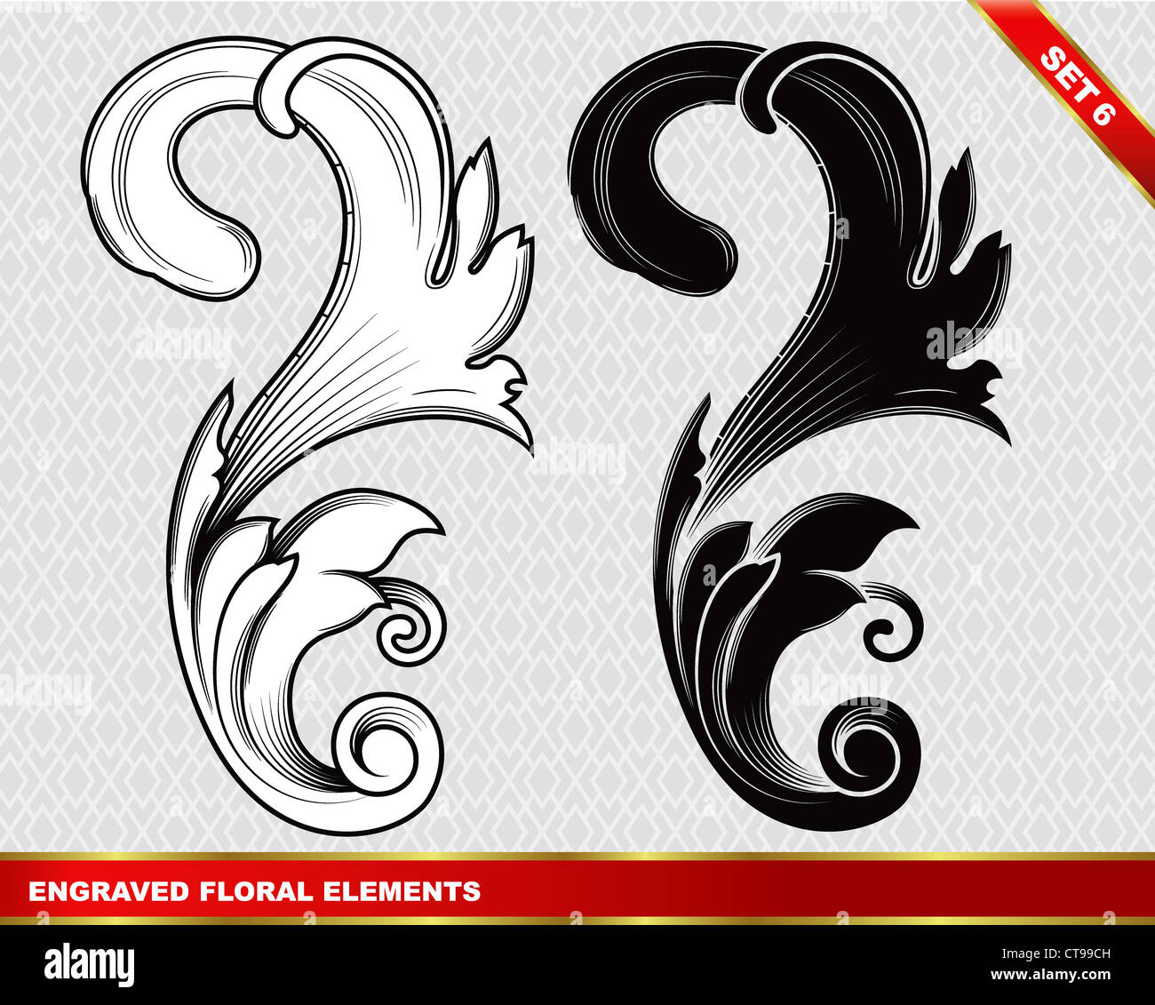 engraved floral element Stock Photo - Alamy