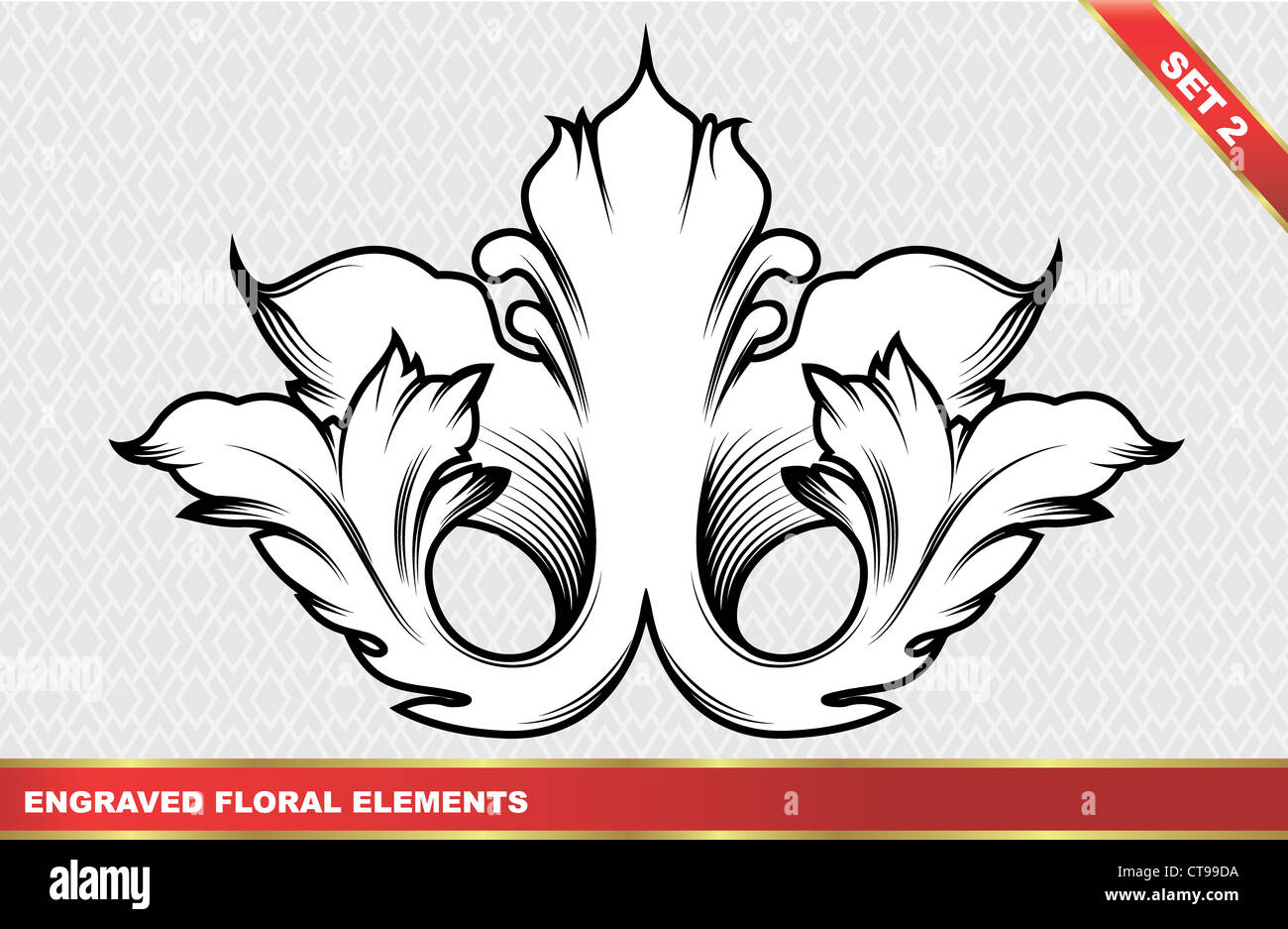 engraved floral element Stock Photo - Alamy