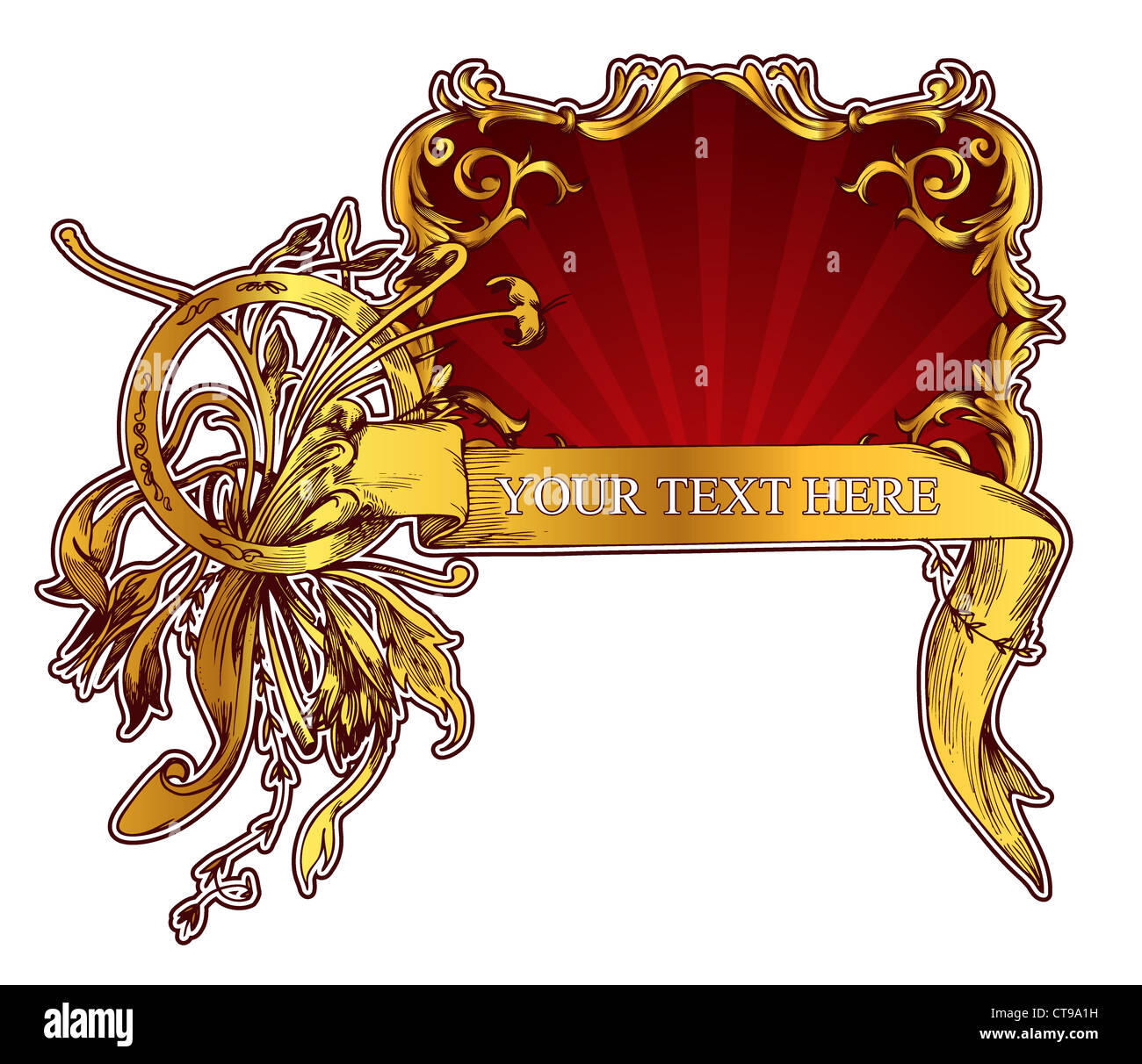 vintage illustration of a sticker with scroll Stock Photo - Alamy