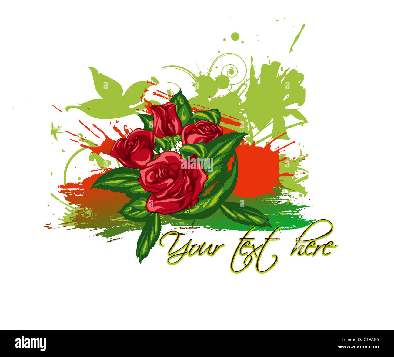 grunge floral background with roses vector illustration Stock Photo - Alamy