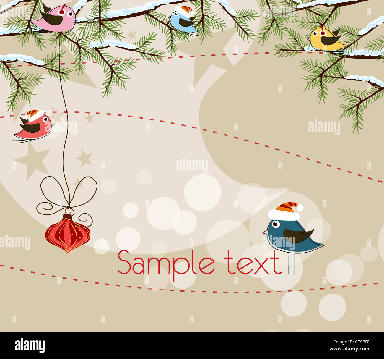 vector christmas background with birds Stock Photo - Alamy