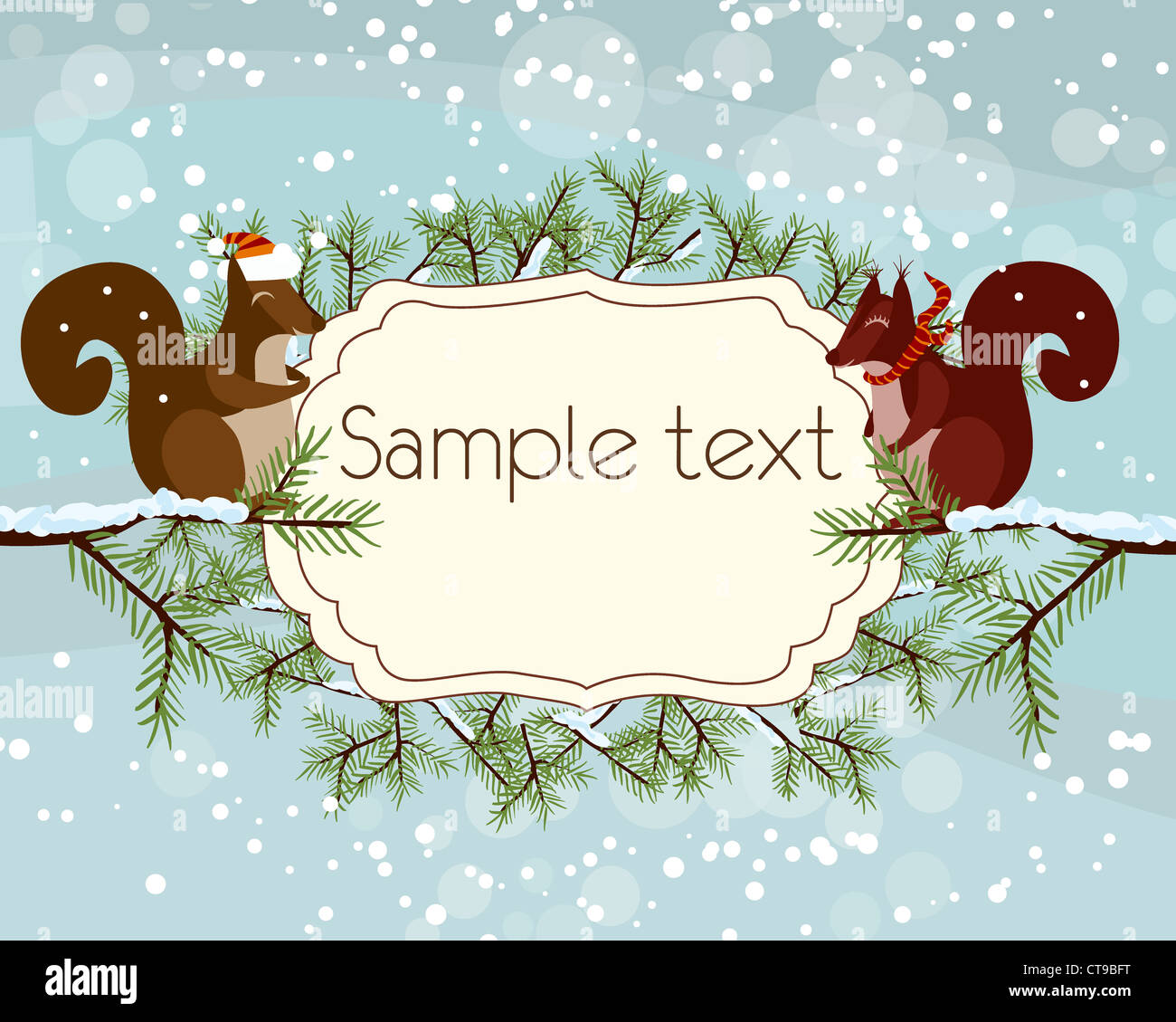 vector christmas background with squirrels Stock Photo - Alamy