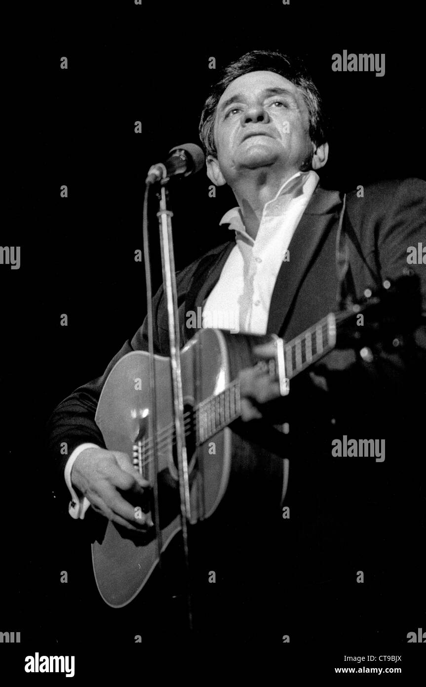 Johnny Cash on stage in Norrköping Sweden in 1983 Stock Photo - Alamy