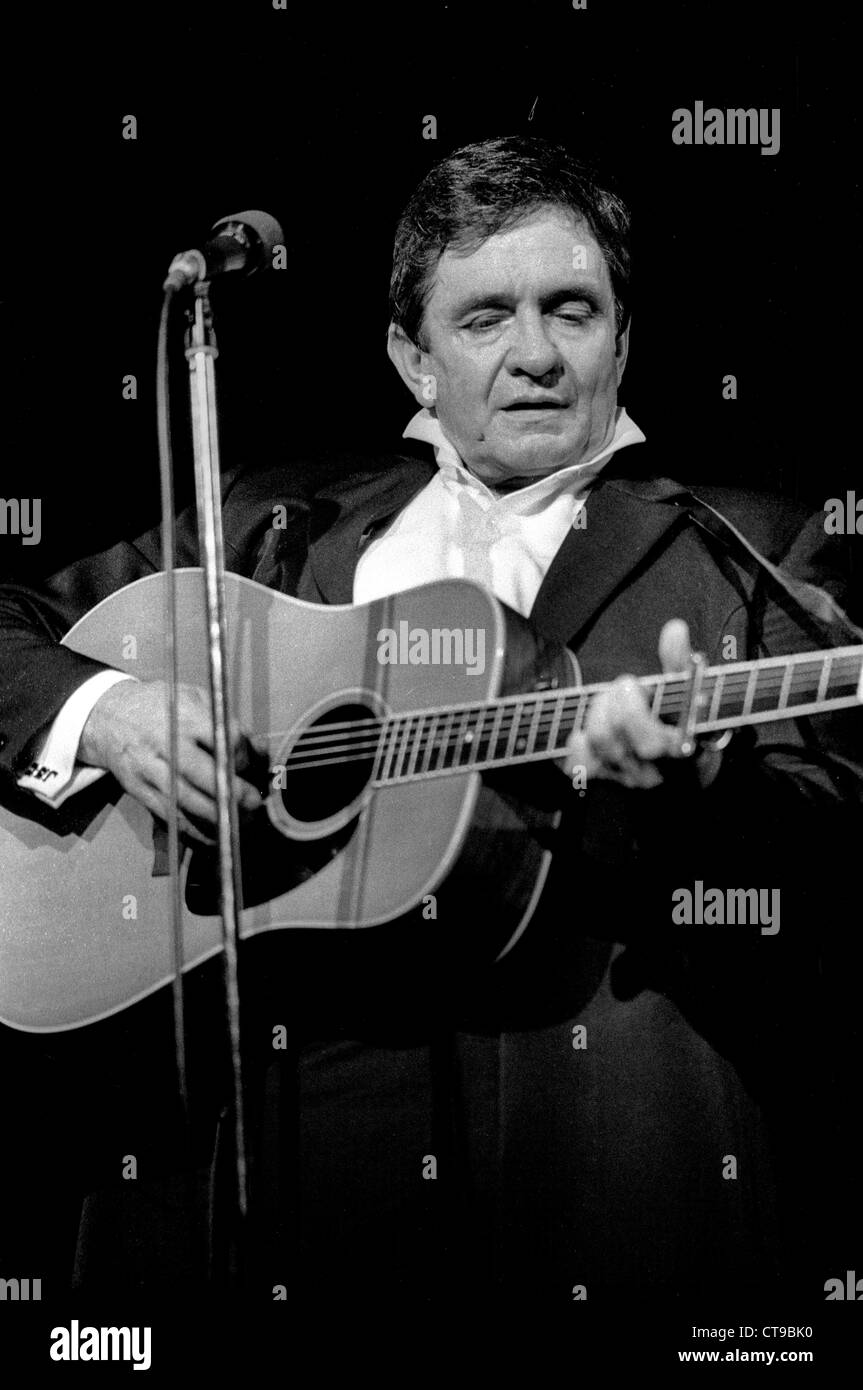 Johnny Cash on stage in Norrköping Sweden in 1983 Stock Photo - Alamy