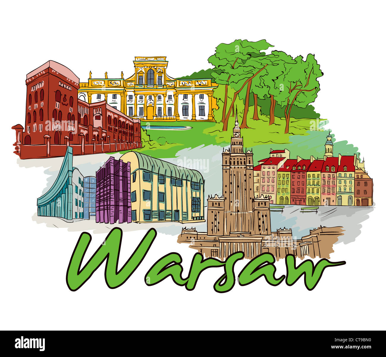 Warsaw illustration hi-res stock photography and images - Alamy