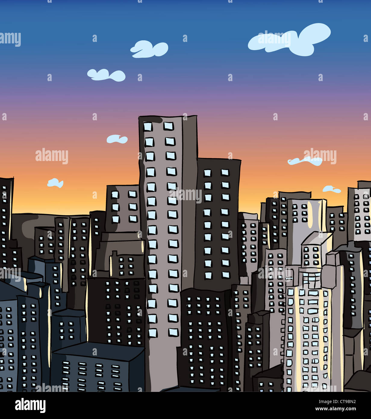 cartoon background with city vector illustration Stock Photo - Alamy