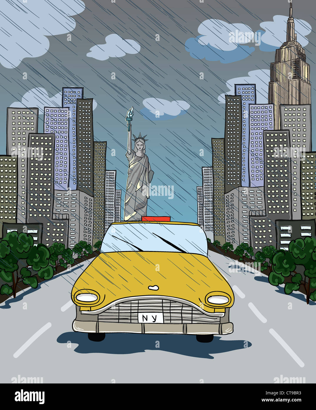 cartoon background with city vector illustration Stock Photo - Alamy