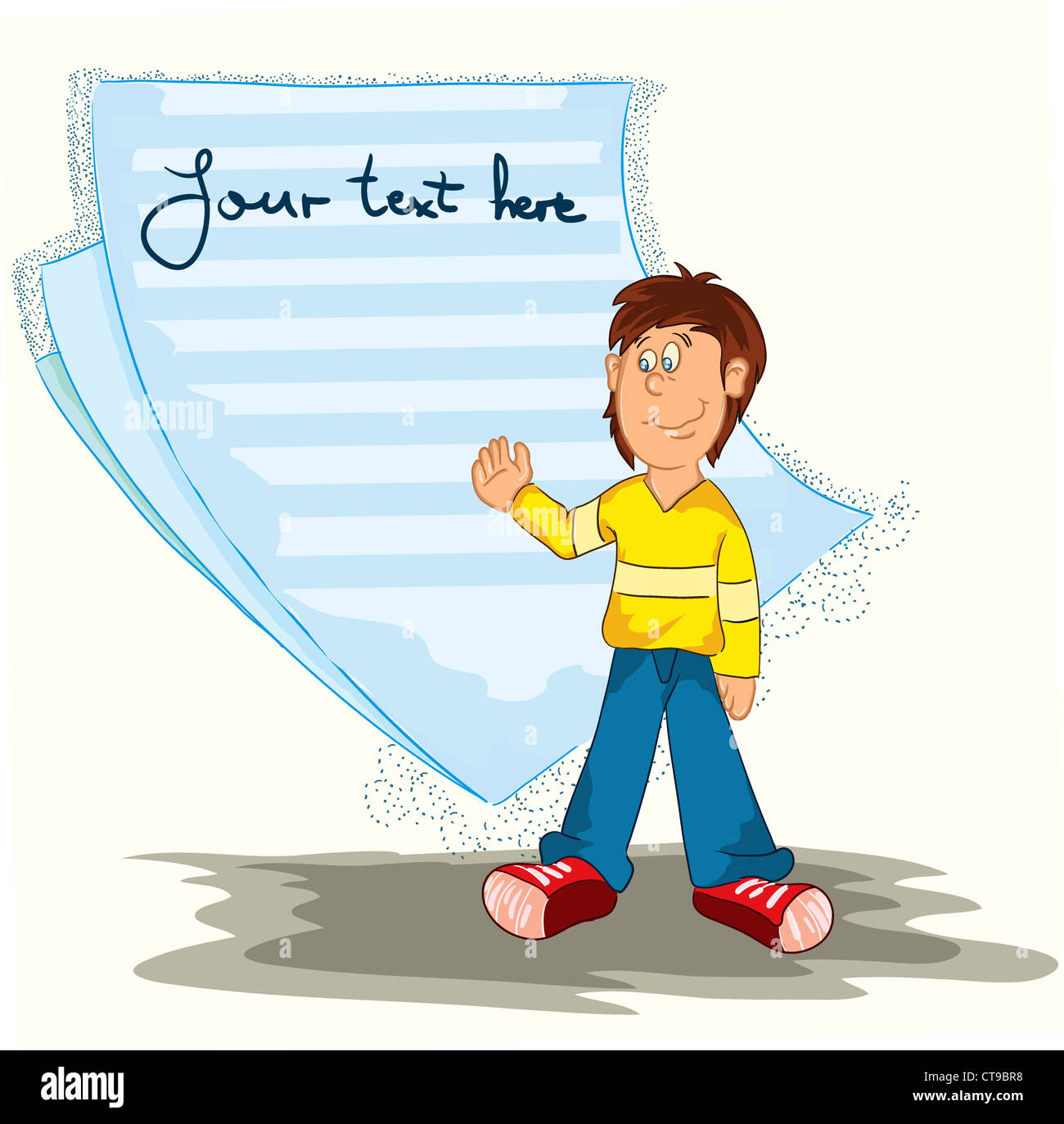 boy with note paper vector illustration Stock Photo - Alamy