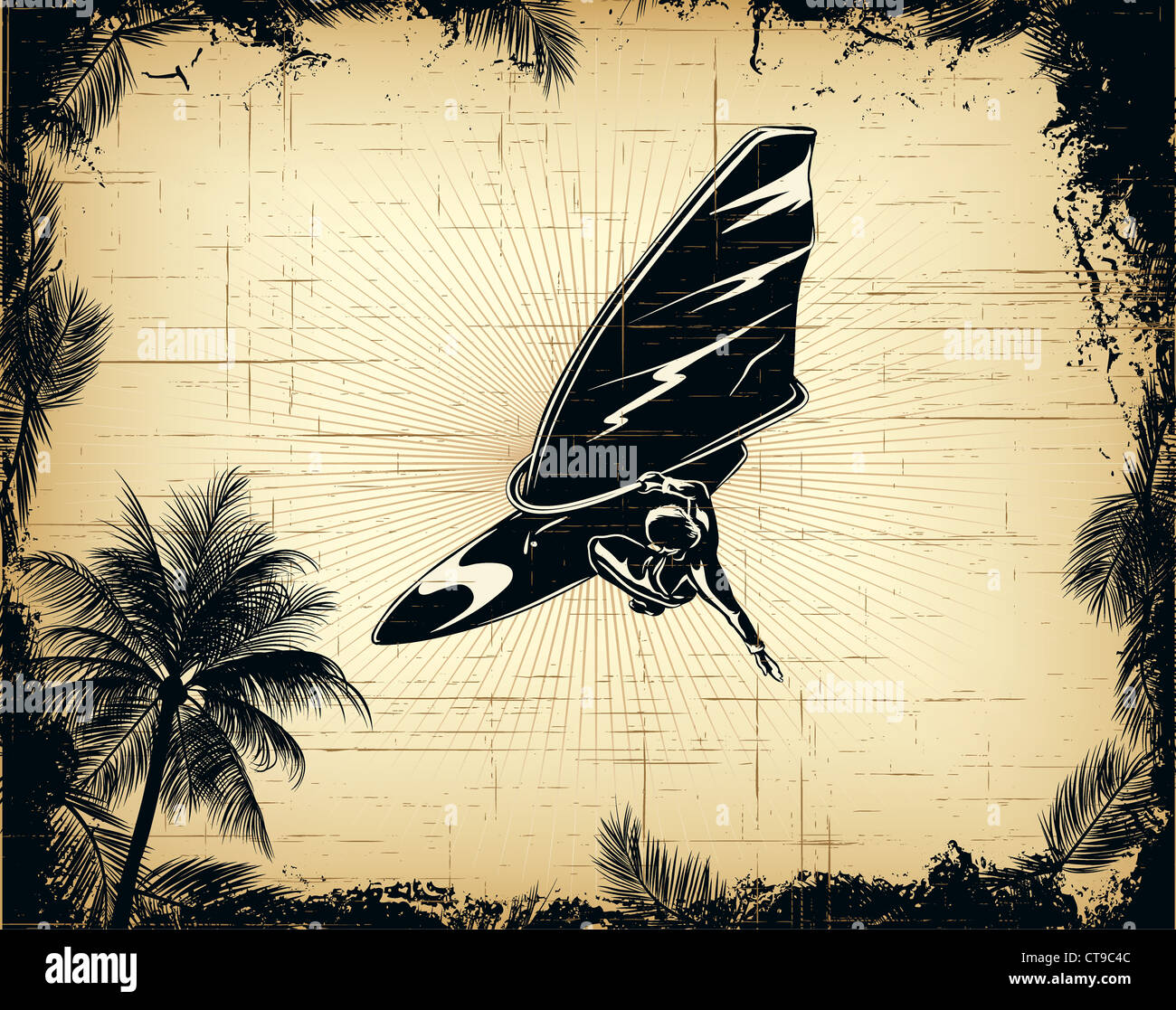 vector summer background with wind surfer Stock Photo - Alamy