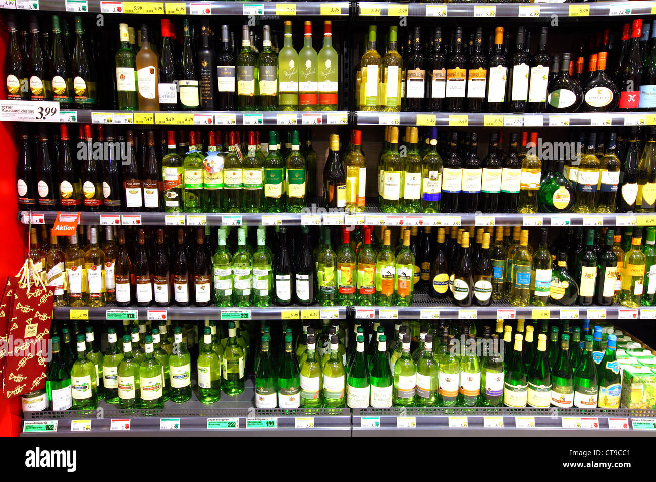 Self -service Supermarket, shelf, rack with different products, foods ...