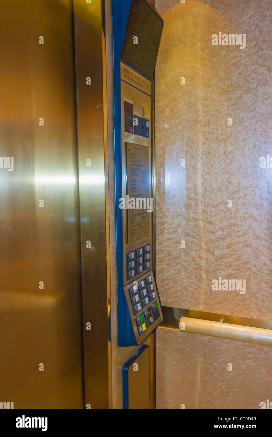 Elevator control panel in Pan Pacific luxury hotel at Canada Place in ...