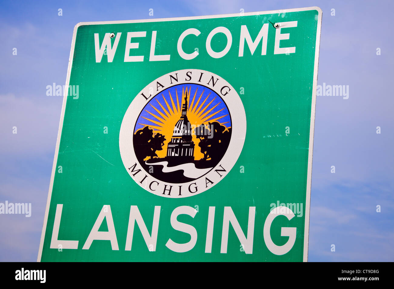 Lansing, Michigan welcome sign Stock Photo - Alamy