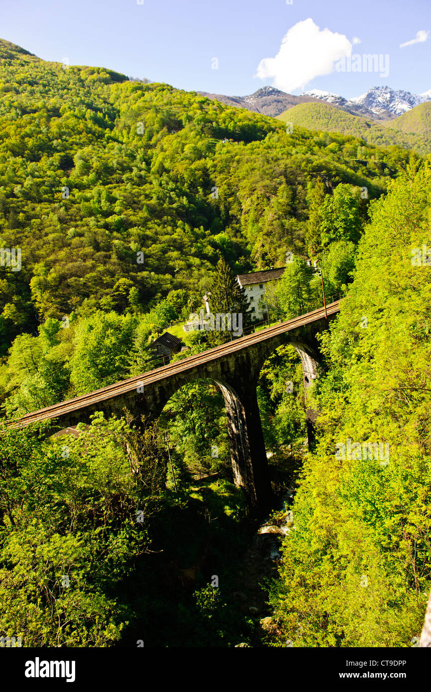 Alps,Ponte Brolla gorge on the Maggia river,near Tegna,Ponte Brolla ...