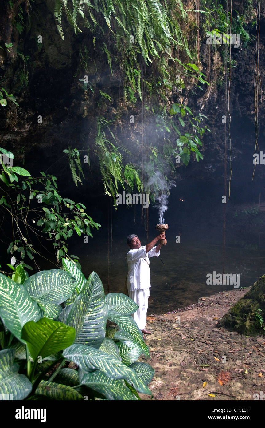 A Maya Shaman leads a Hannal Pixan purification ceremony in a Yucatan ...