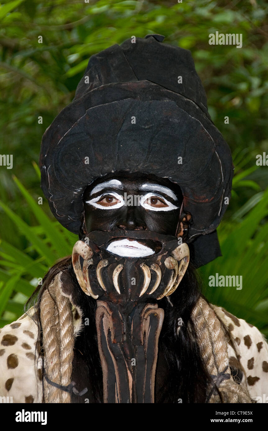A Maya actor/dancer in Lord of Cacao (Dios del Cacao or IK Chuah) dress ...
