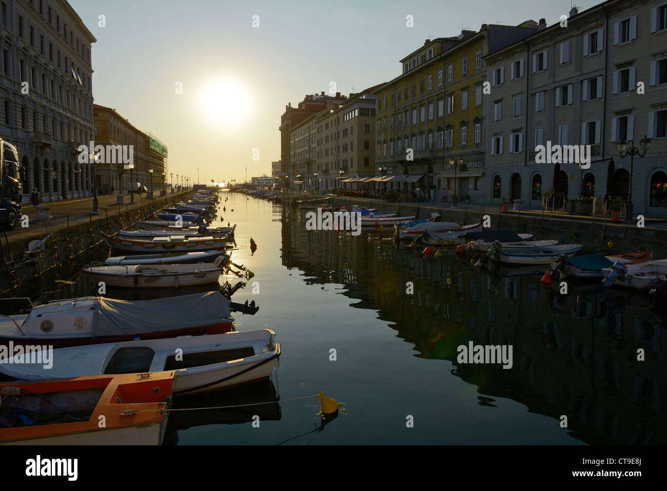 The Ponterosso channel in Trieste in the sunset Stock Photo - Alamy