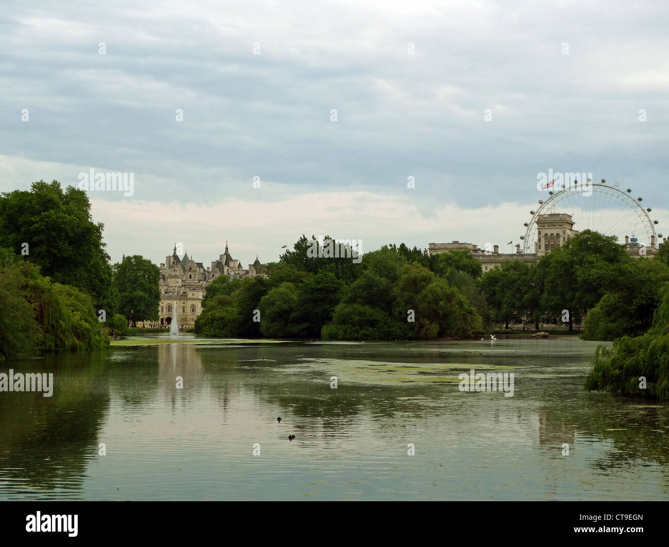 St. James Park in London with London Eye visible in the background ...
