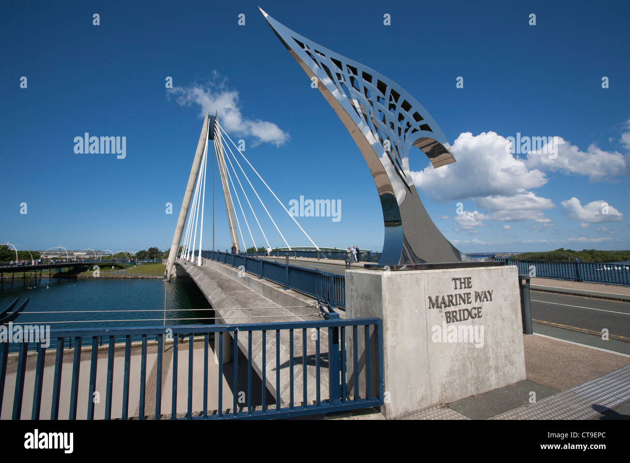 The marine Way suspension bridge in Southport Stock Photo - Alamy