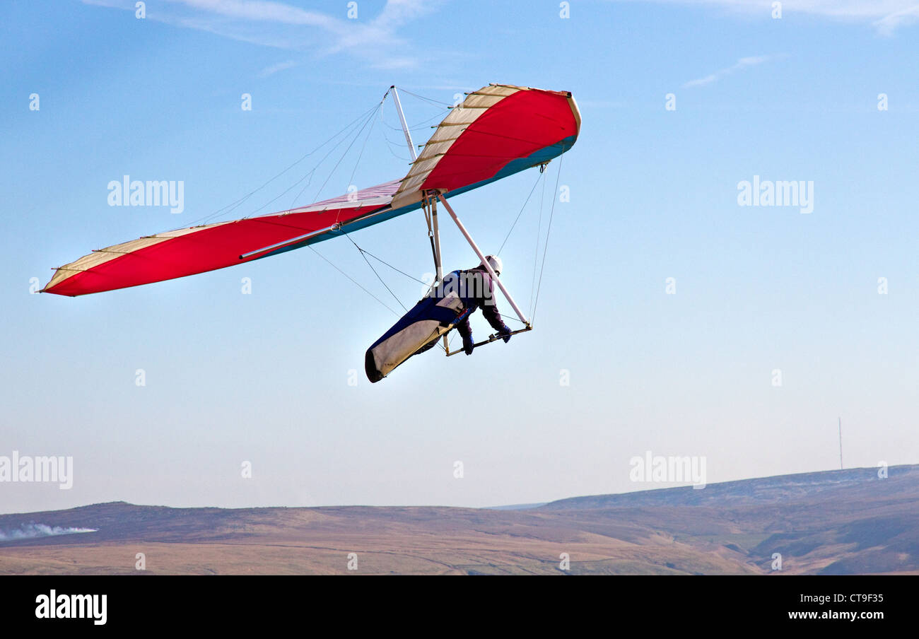 Hang glider above Buckstones, Marsden Moor, Pennines, Marsden , West ...