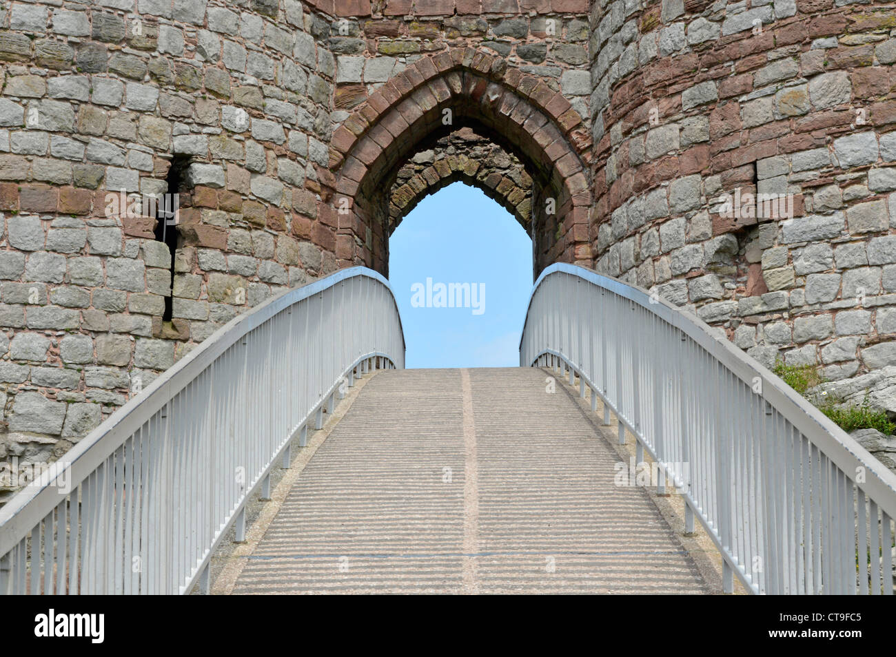 Close up of Beeston Castle ruins at inner ward gatehouse towers modern ...