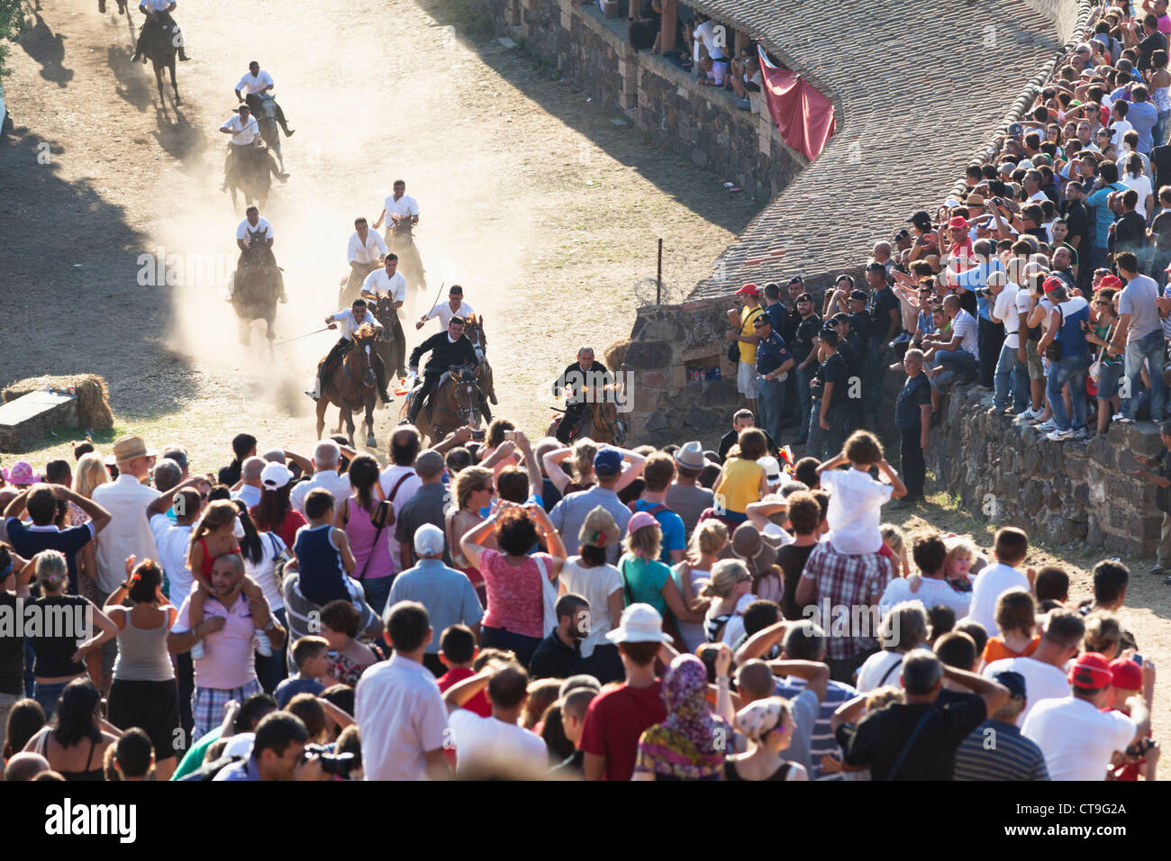 Traditional annual horse race in Sedilo, Sardinia, with a religious ...