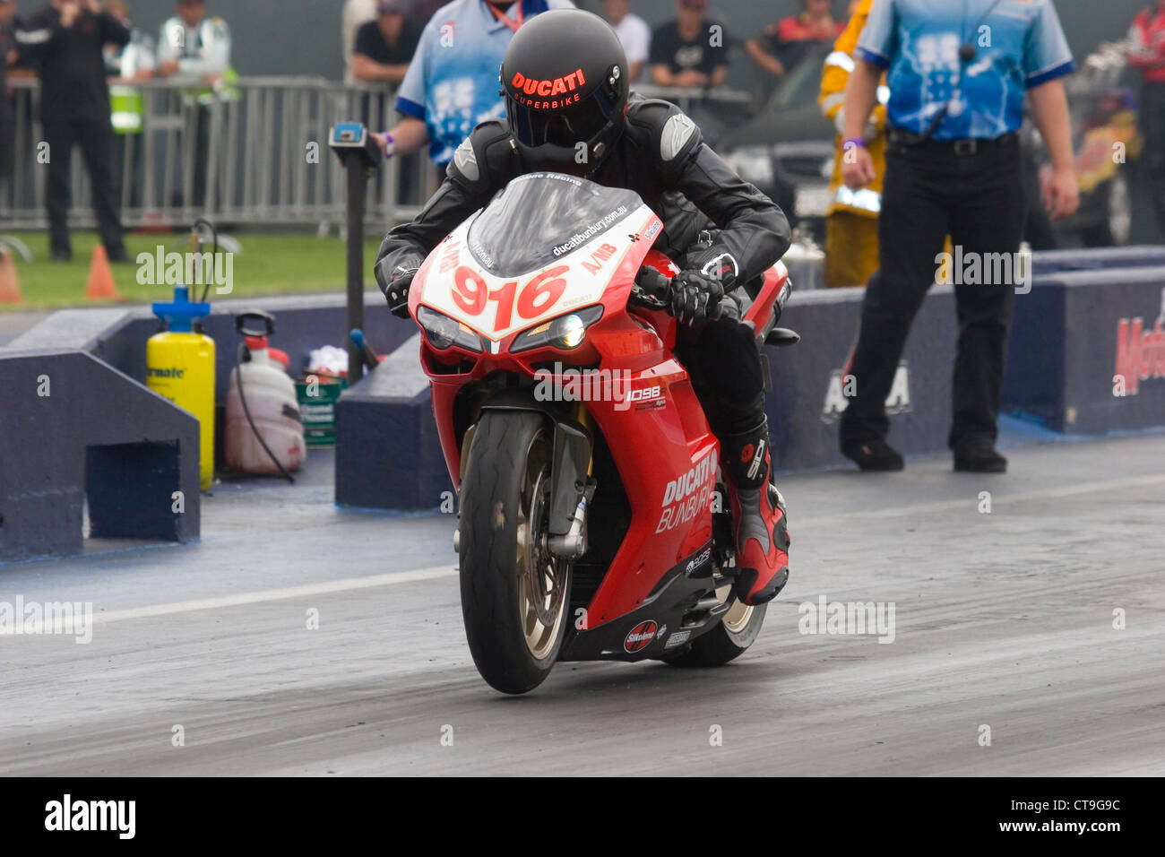 West Australian drag racer, Wayne Patterson, launches his 1098R Ducati ...