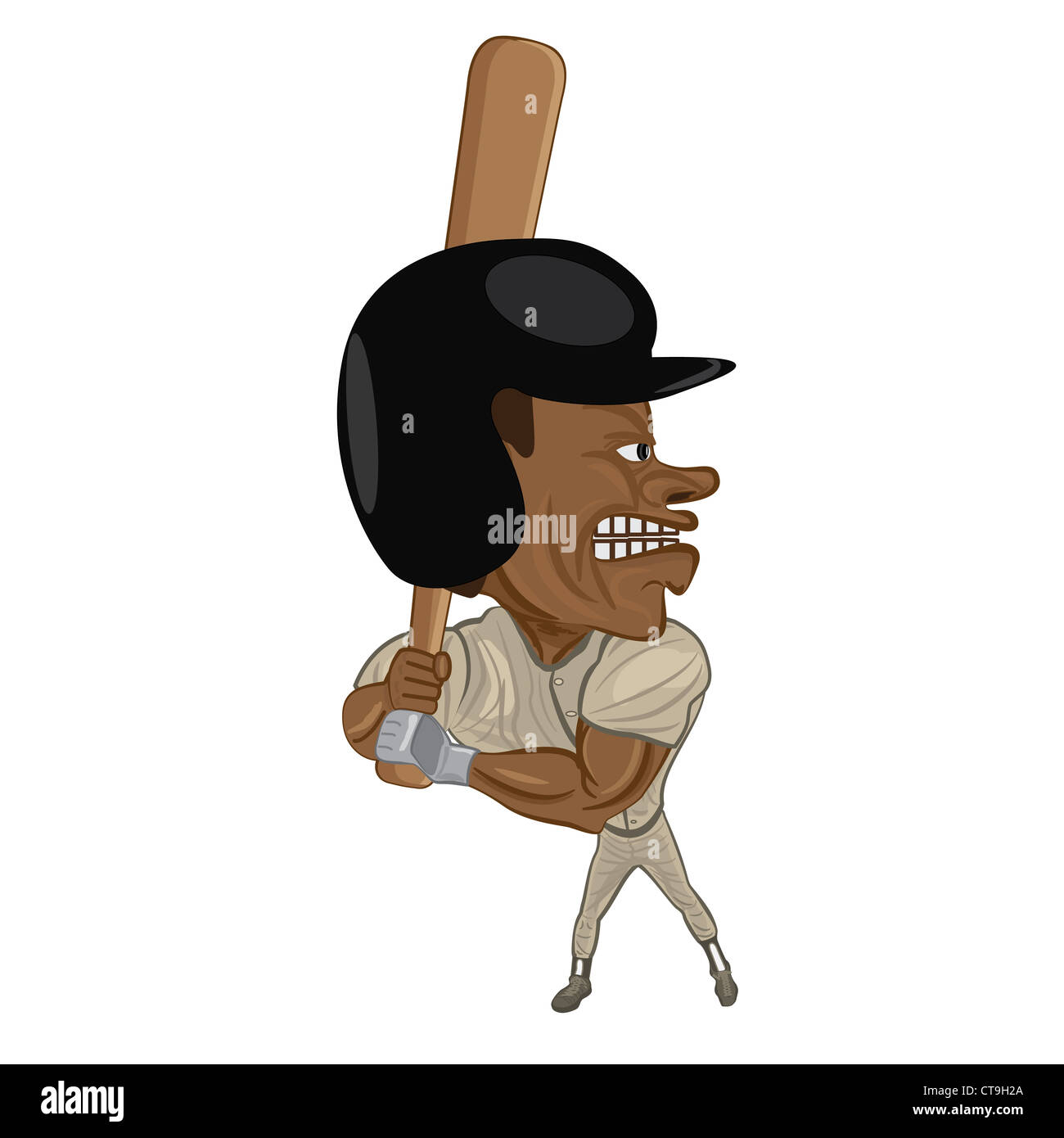 illustration of an angry baseball batter ready to hit the baseball ...