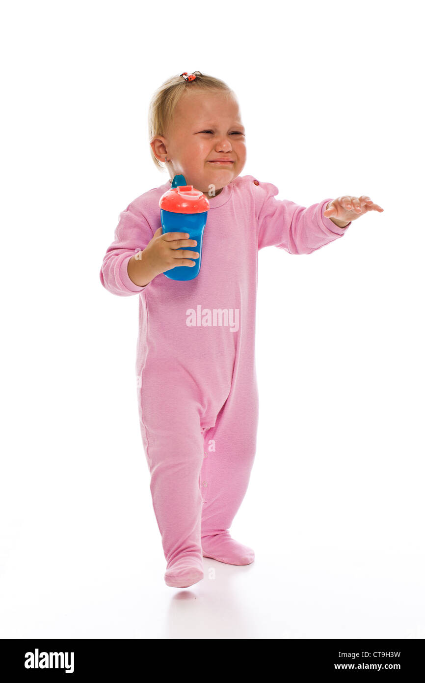 beautiful baby crying. Shot on white background Stock Photo - Alamy