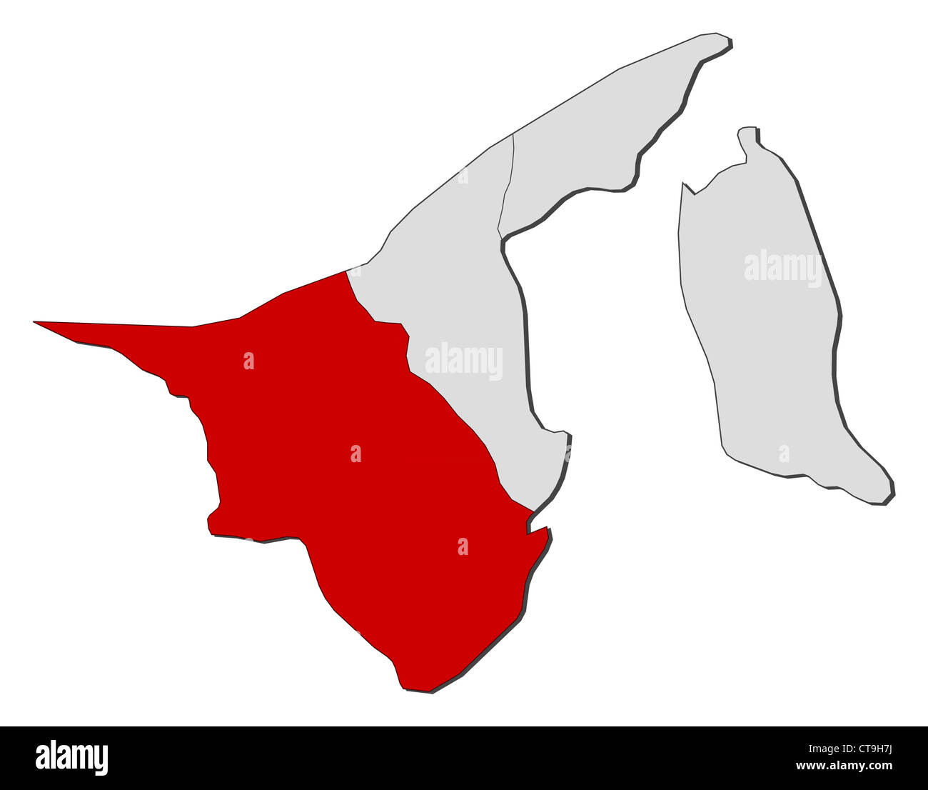 Brunei districts map black white hi-res stock photography and images ...