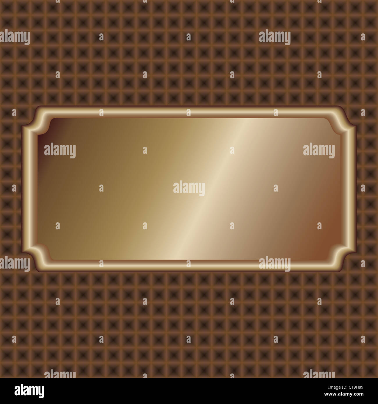 illustration of a bronze label with dark brown square pattern in the ...