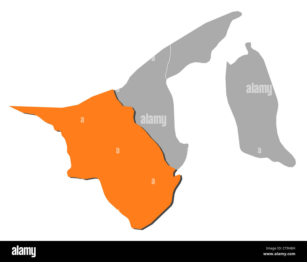 Map of Brunei where Belait is highlighted Stock Photo - Alamy