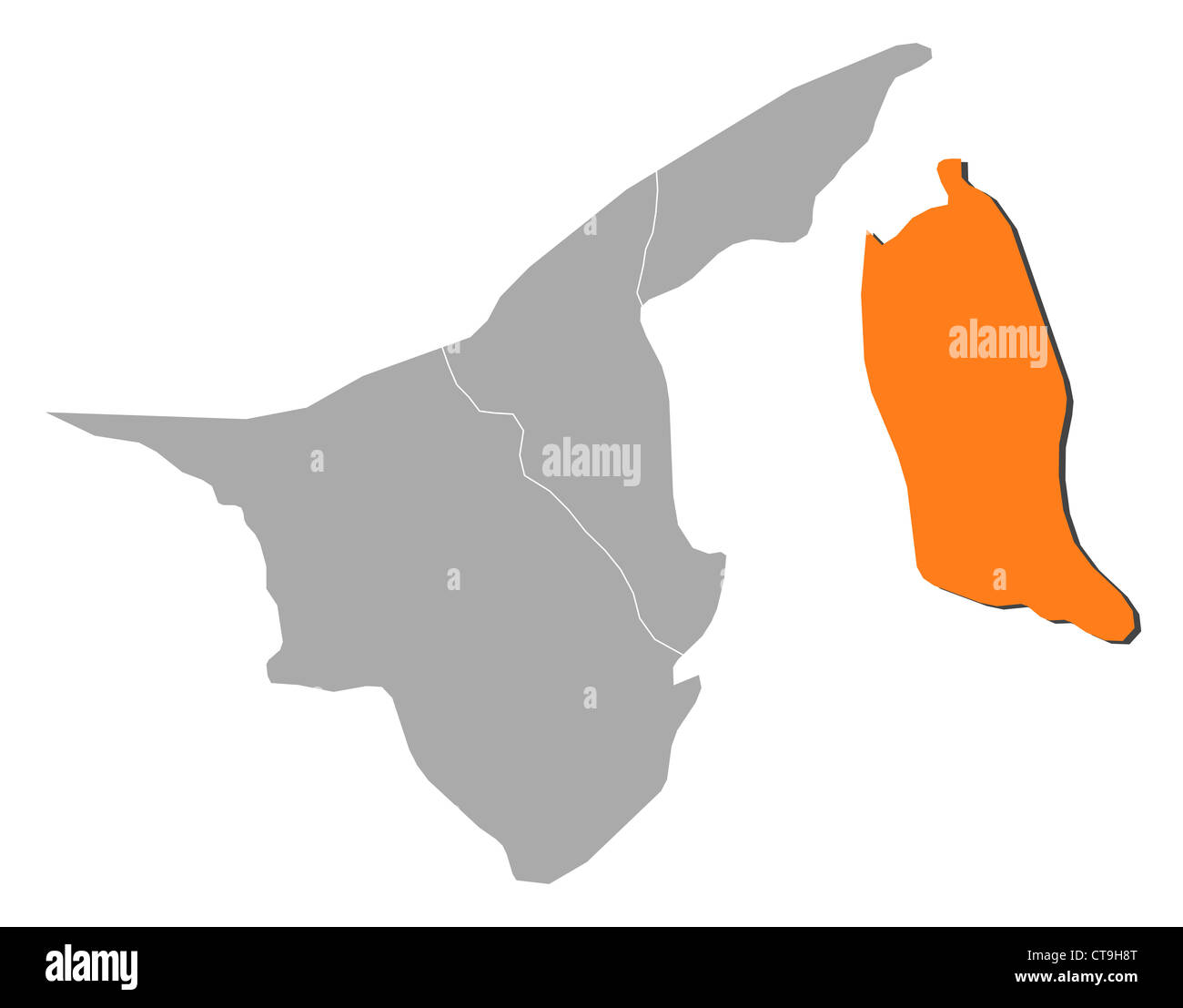 Map of Brunei where Temburong is highlighted Stock Photo - Alamy