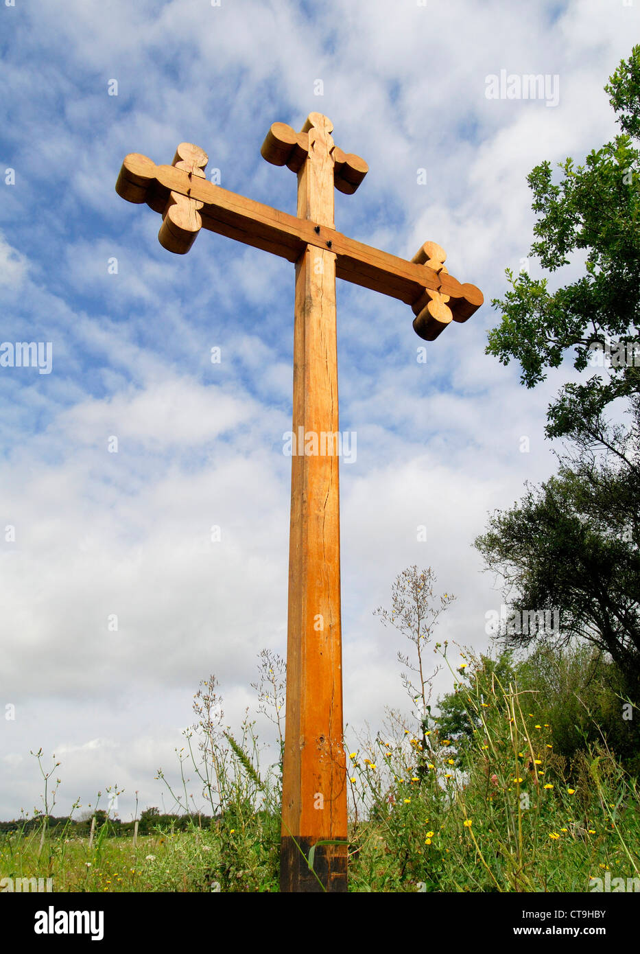Roadside Cross - France Stock Photo - Alamy