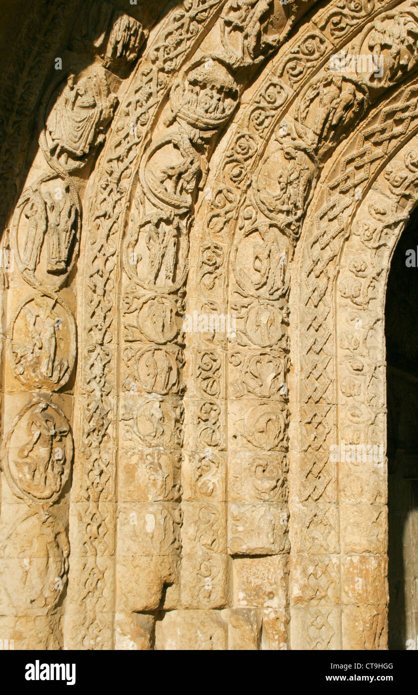 south porch carvings Norman arch Malmesbury Abbey Malmesbury Wiltshire ...
