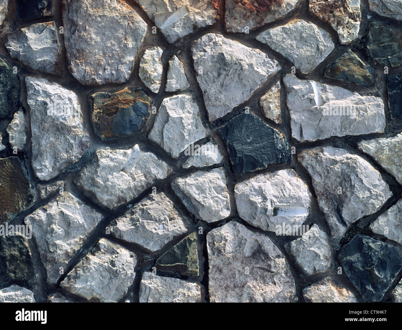 Random stone wall, Wales, UK Stock Photo - Alamy