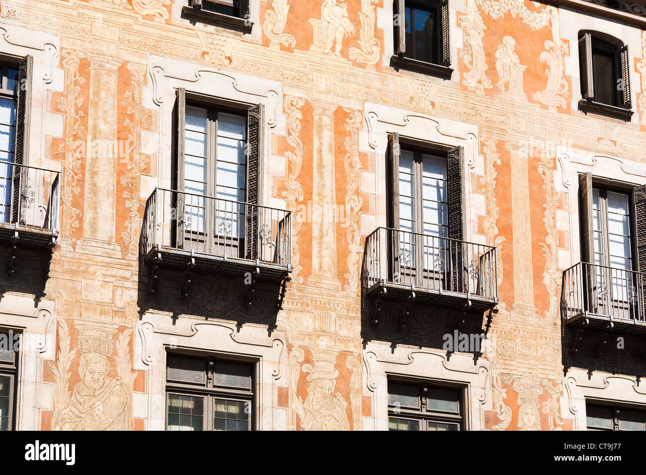 painted wall of old house in Barcelona, detail Stock Photo - Alamy