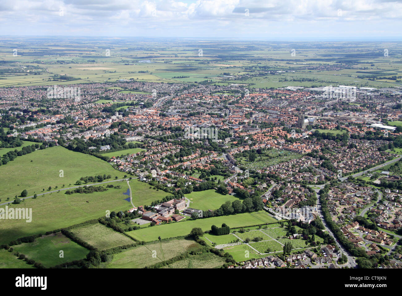 aerial view of Beverley town, East Yorkshire viewed from the south west ...