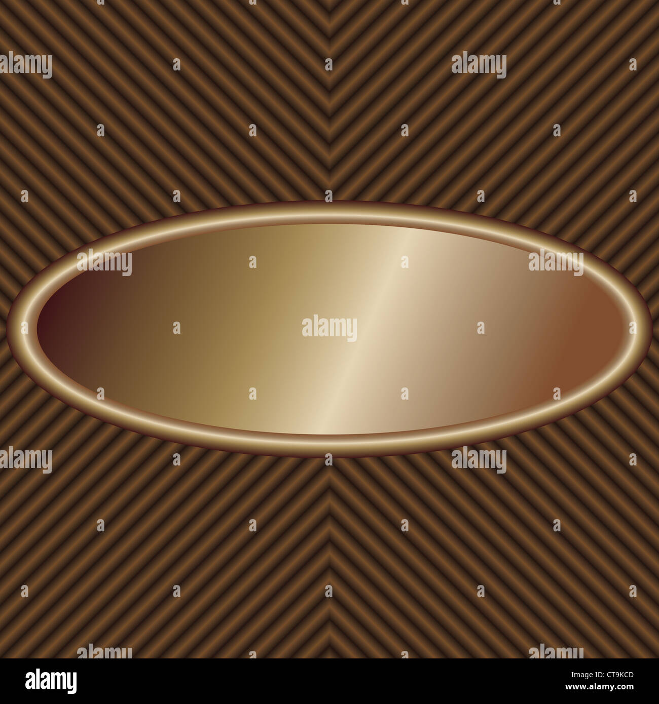 illustration of an oval-shaped bronze label with dark brown pattern ...