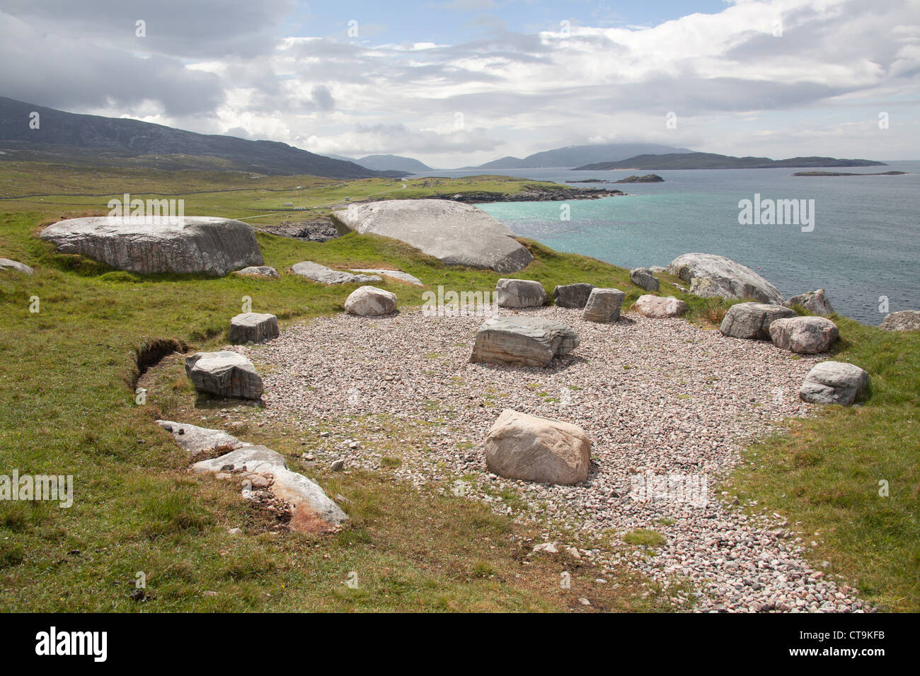 Isle of Lewis, Scotland. Stone circle with distance plaques on each ...