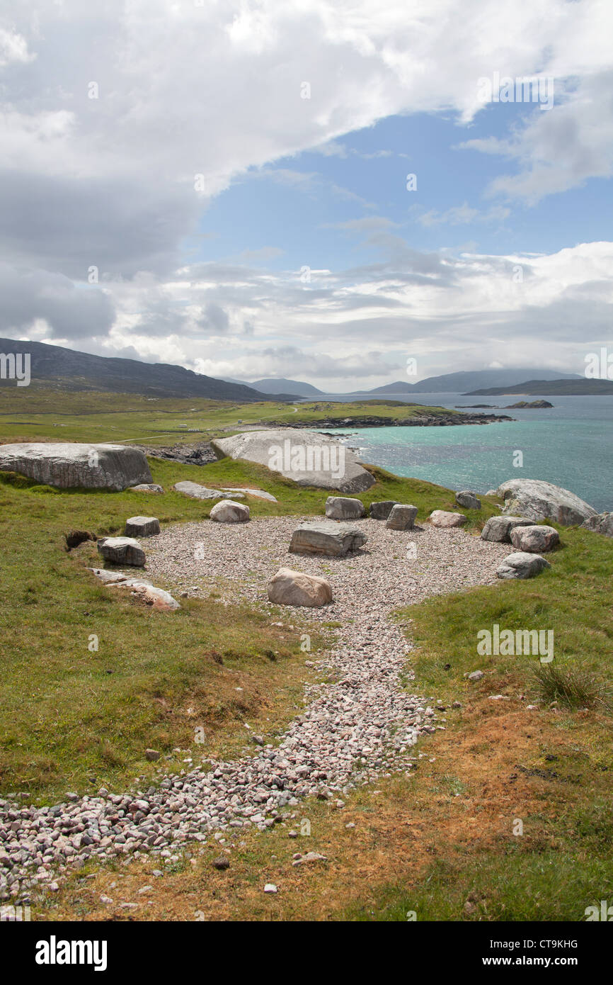 Isle of Lewis, Scotland. Stone circle with distance plaques on each ...