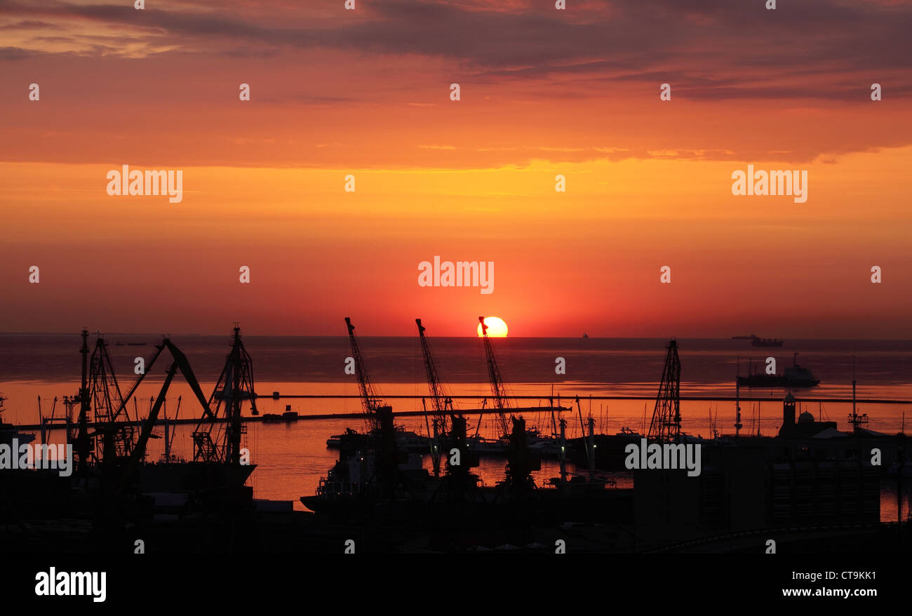 sunrise in the harbor of Odessa, Ukraine Stock Photo - Alamy