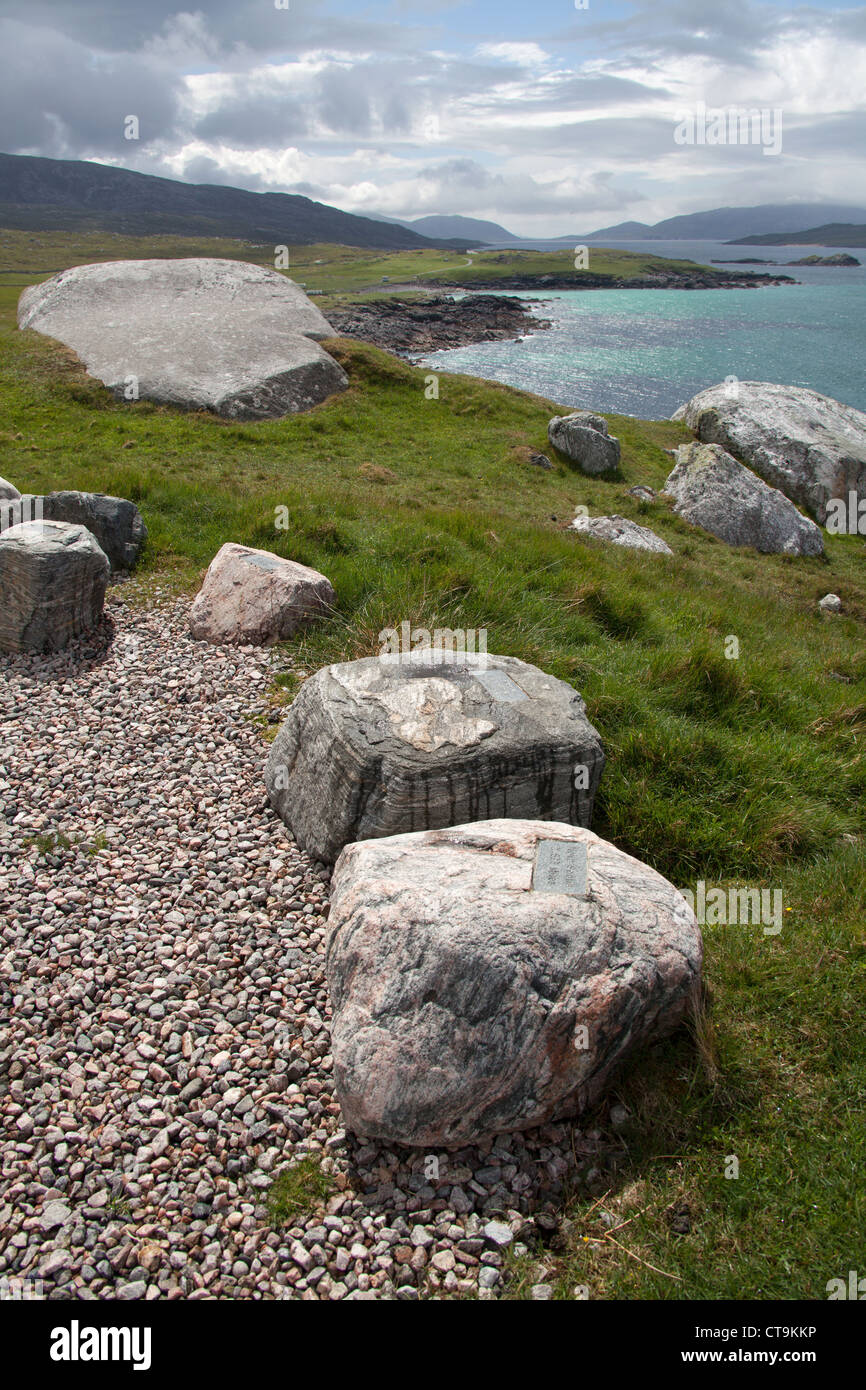 Isle of Lewis, Scotland. Stone circle with distance plaques on each ...